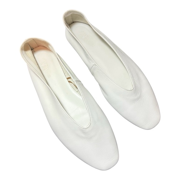 Zara | Shoes | Zara White Leather Ballet Flats | Poshmark